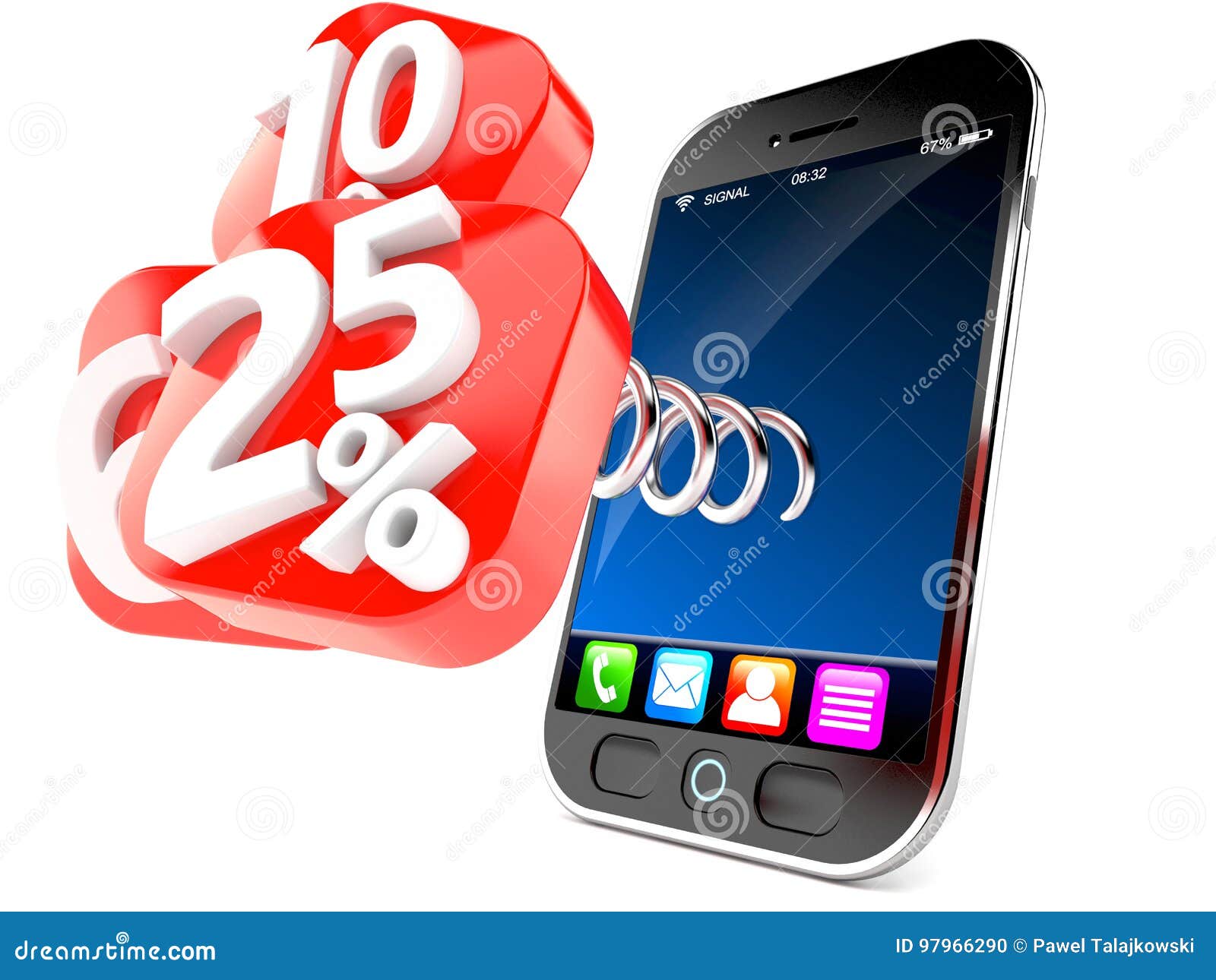 Smartphone with Percent Numbers Stock Illustration - Illustration of ...