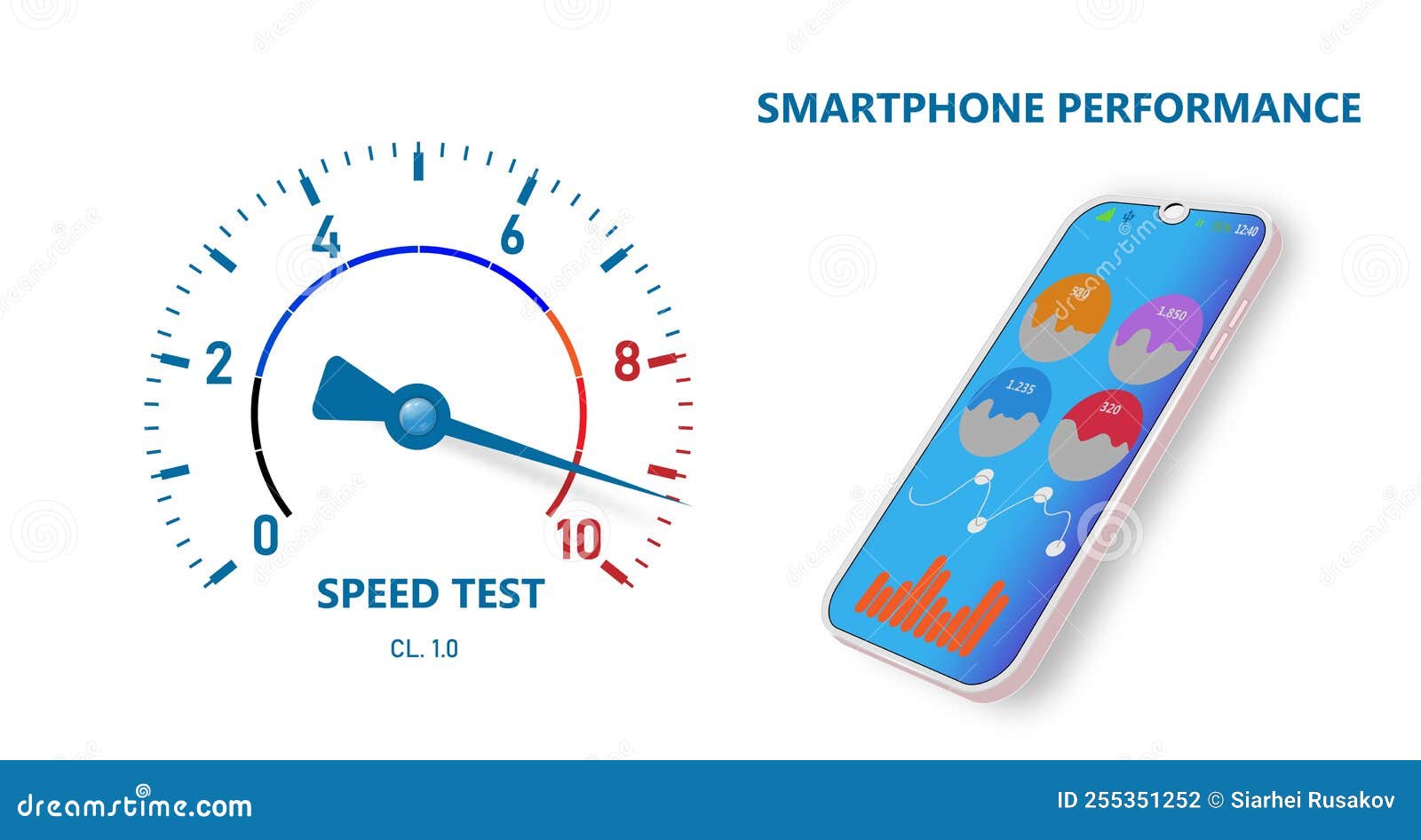 Smartphone Performance with Arrow Indicator. Ui and Ux Design with ...