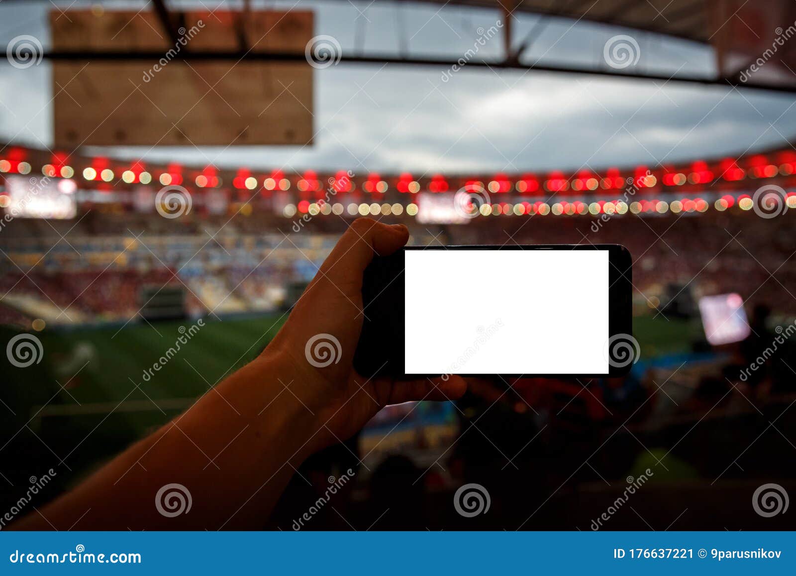 Smartphone Photographing Football Game on the Stadium Stock Image ...