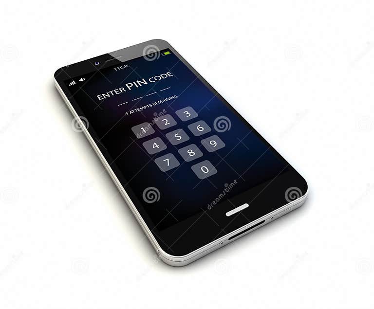 Smartphone pin code render stock illustration. Illustration of security ...
