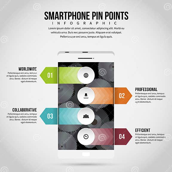 Smartphone Pin Points Infographic Ilustración del Vector - Ilustración ...