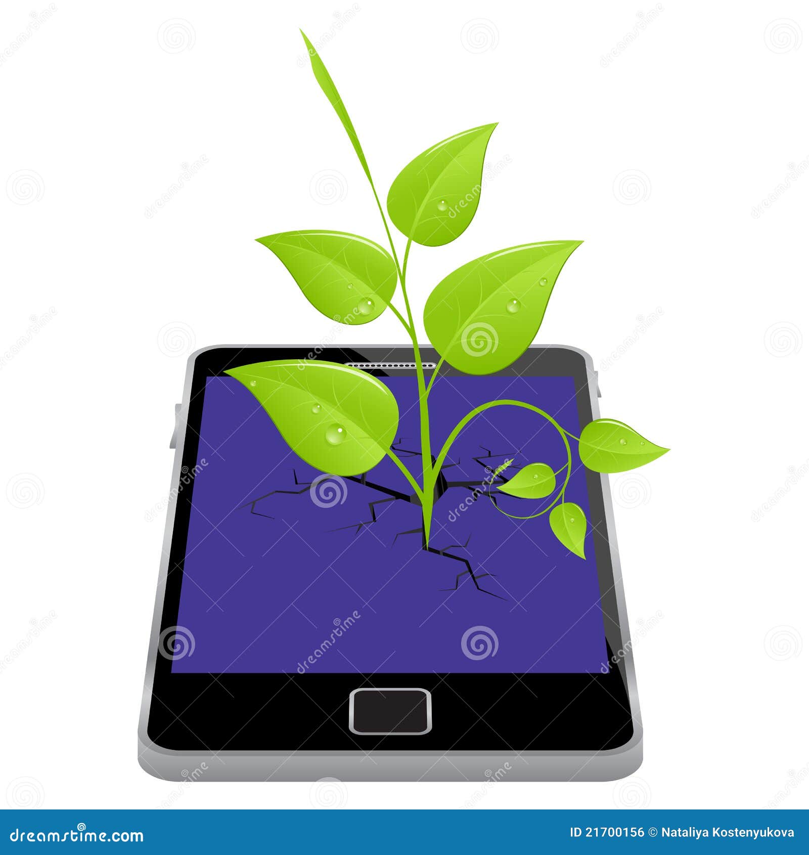 Smartphone with plant stock vector. Illustration of leaf - 21700156