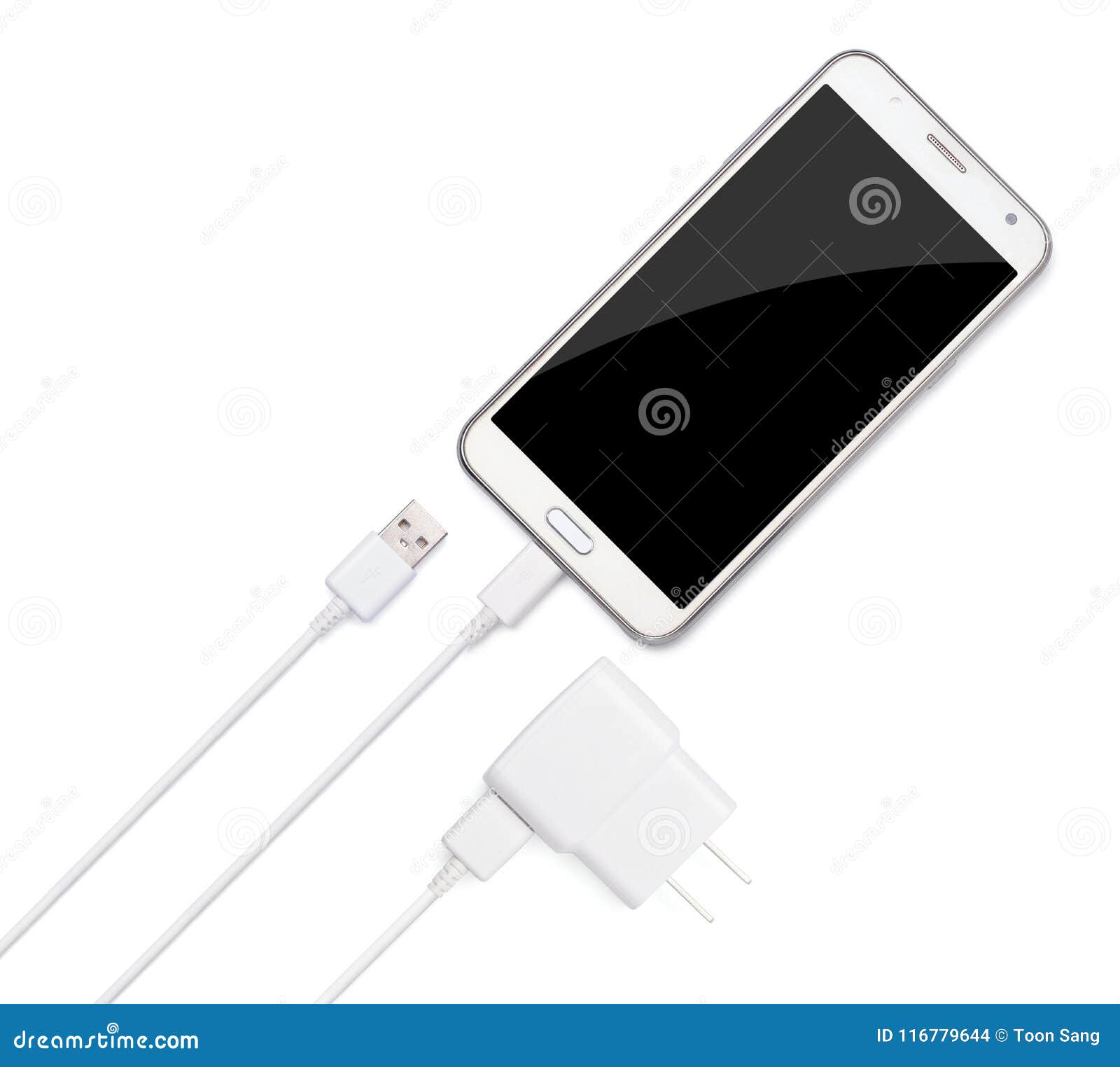 Smartphone Plug in with Micro USB Charger Adaptor Stock Photo - Image ...