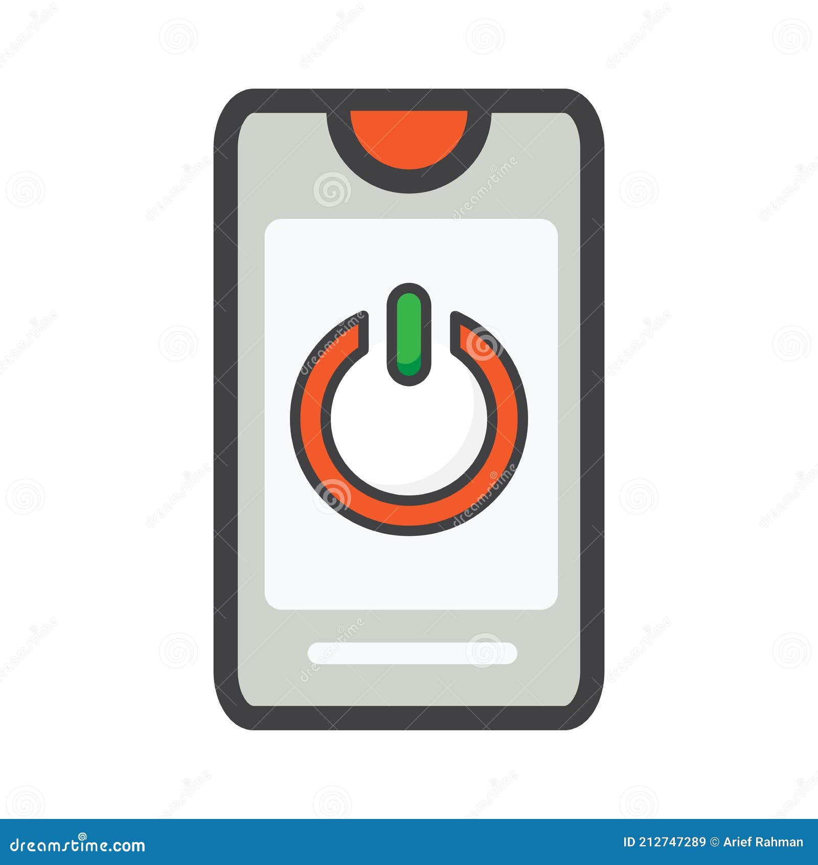 Smartphone with Power Illustration. Smartphone Illustration. Flat ...