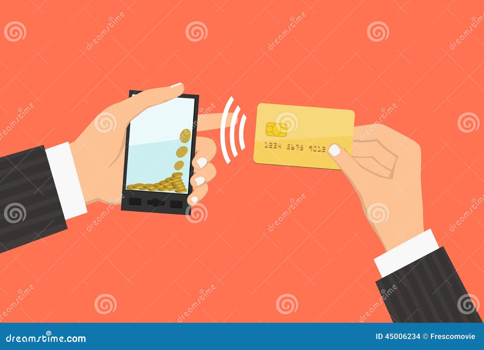 Smartphone with Processing of Mobile Payments from Credit Card. Stock ...