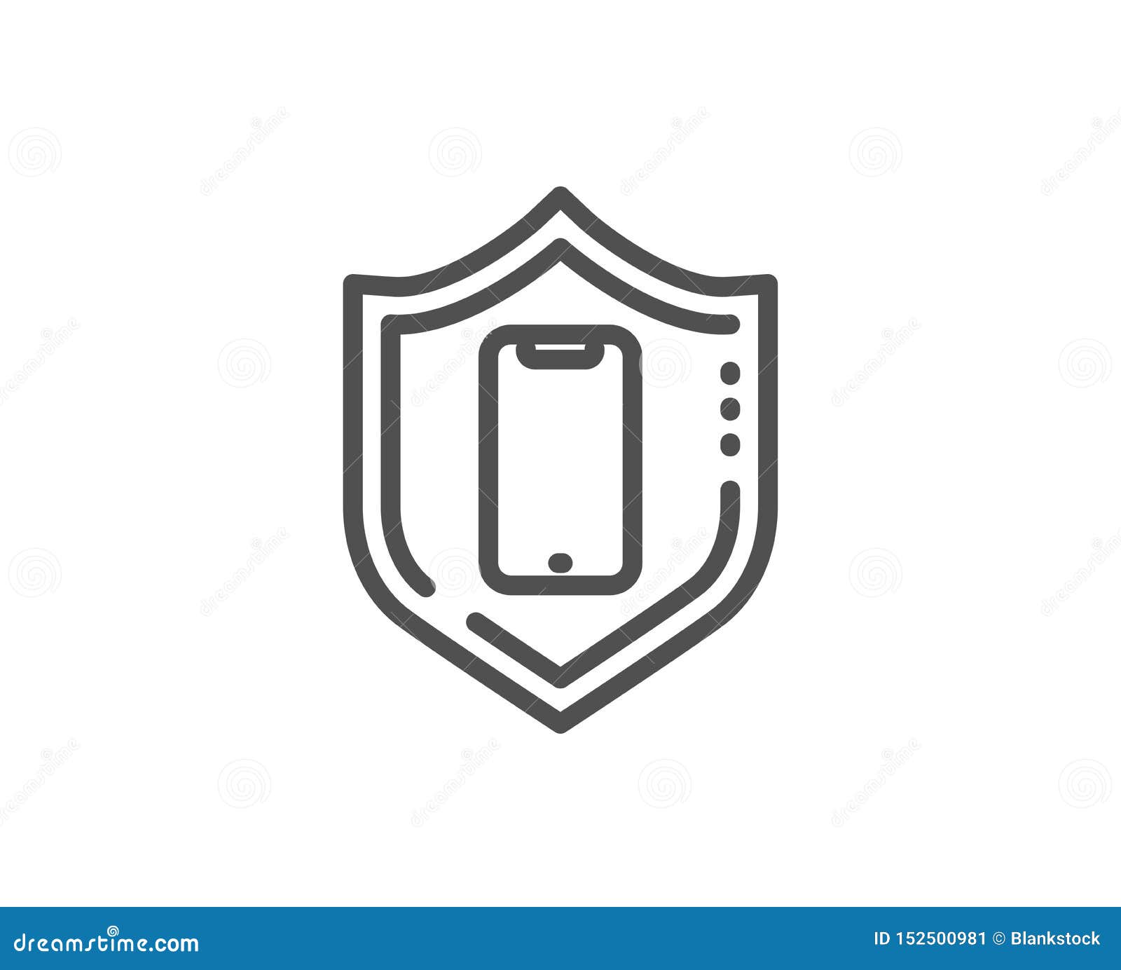 Smartphone Protection Line Icon. Phone Shield Sign. Mobile Device ...