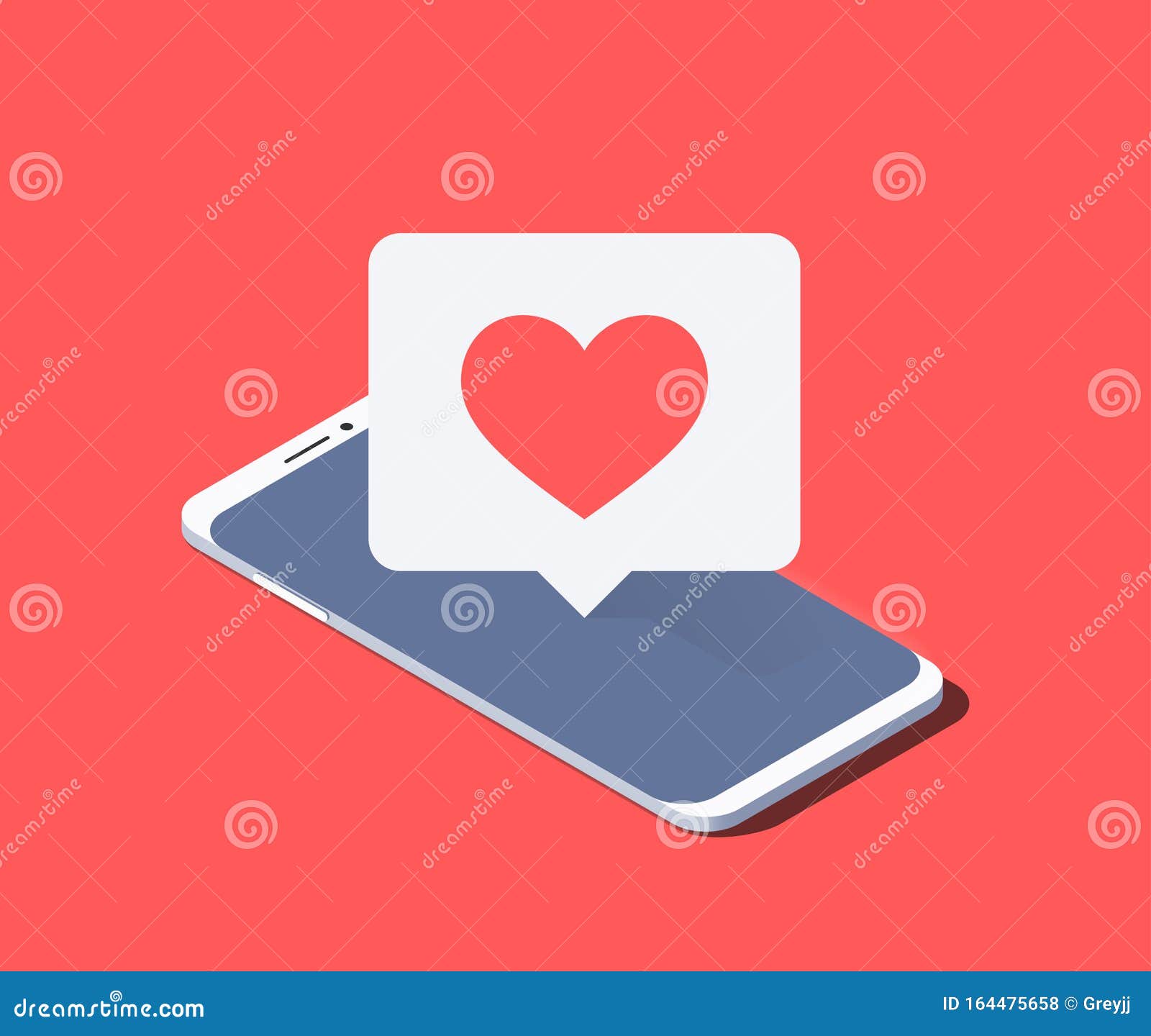 Smartphone and Push Notification with Heart on it Stock Vector ...