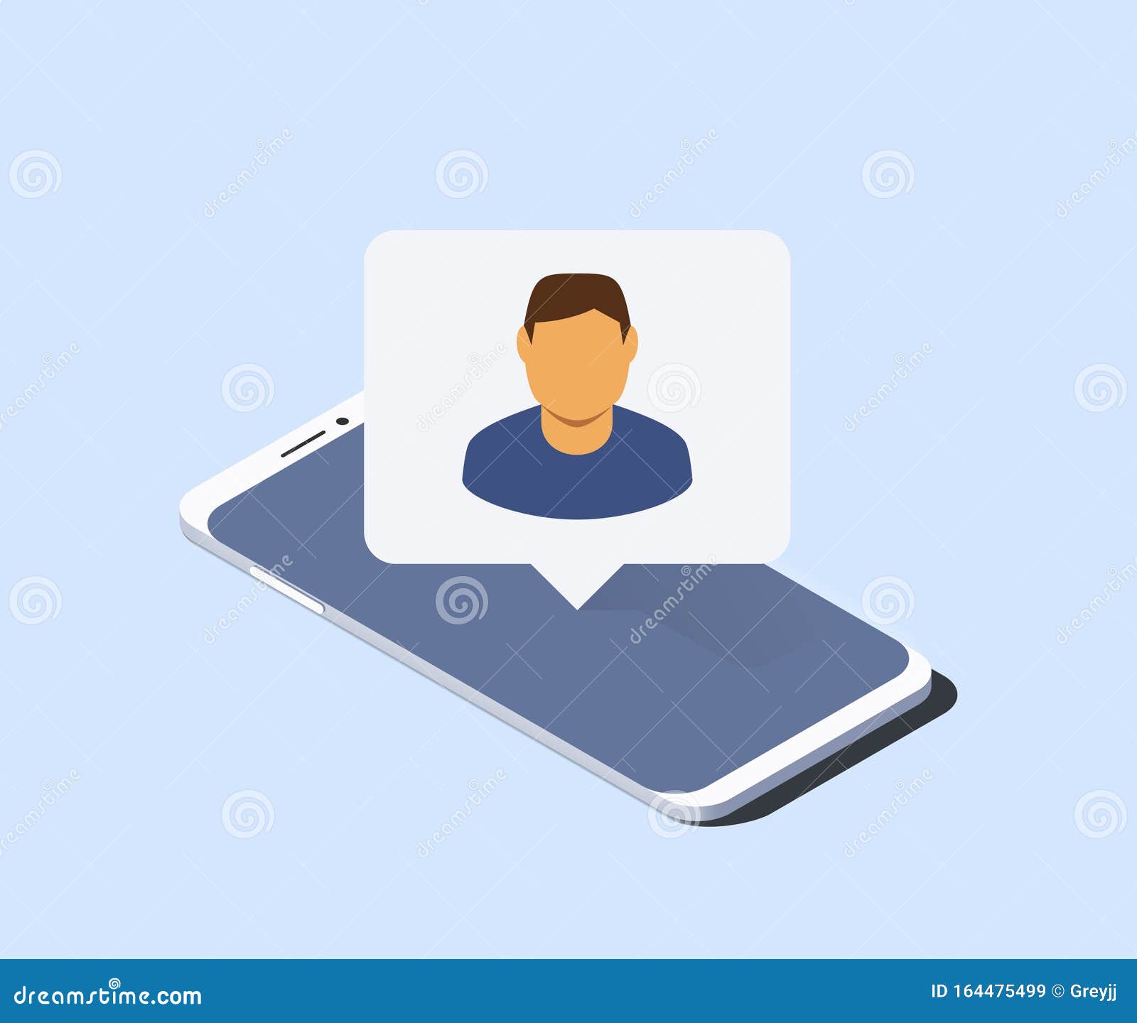 Smartphone and Push Notification with Man Avatar on it Stock Vector ...