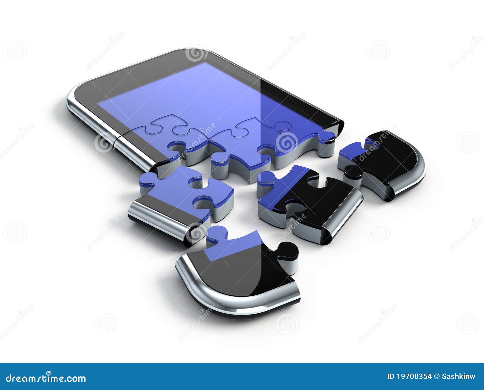 Smartphone puzzle stock illustration. Illustration of render - 19700354