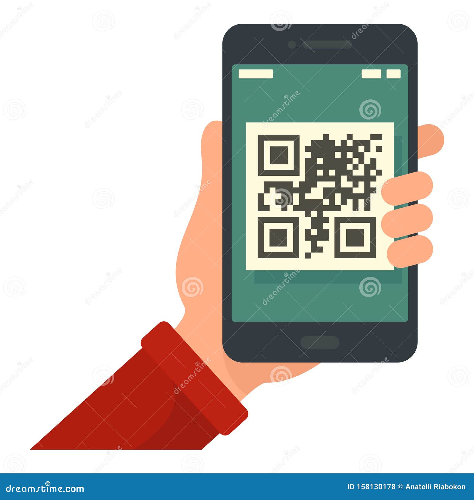 Smartphone Qr Code in Hand Icon, Flat Style Stock Vector - Illustration ... Smartphone Qr Code in Hand Icon, Flat Style Stock Vector - Illustration ...