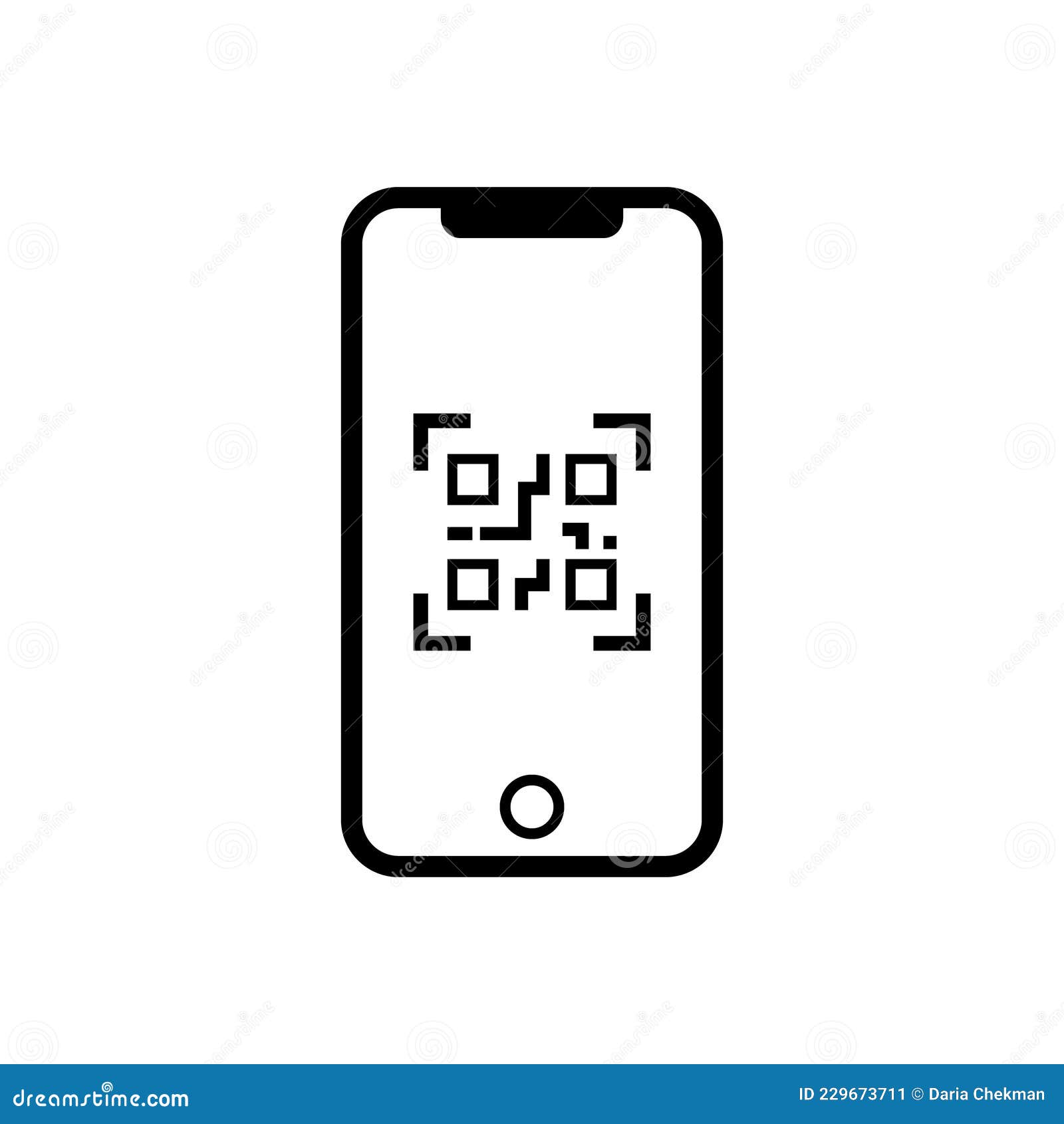 Smartphone, Qr Code Icon Flat Design. Stock Vector - Illustration of ...