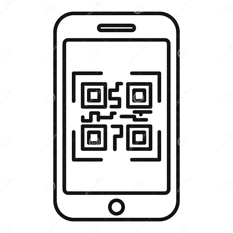 Smartphone Qr Code Icon, Outline Style Stock Vector - Illustration of ...