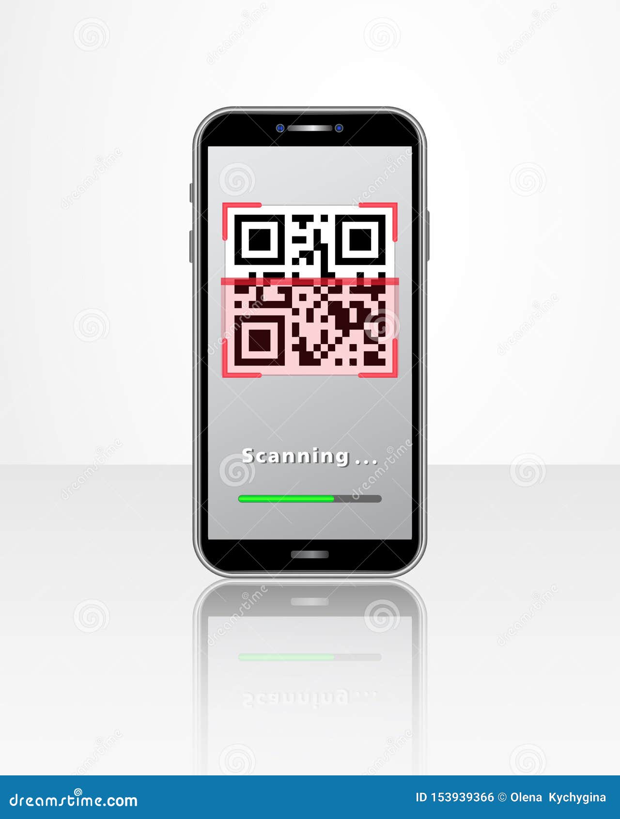 Smartphone with QR Code Scanner Mobile App and Loading Bar Isolated on ...