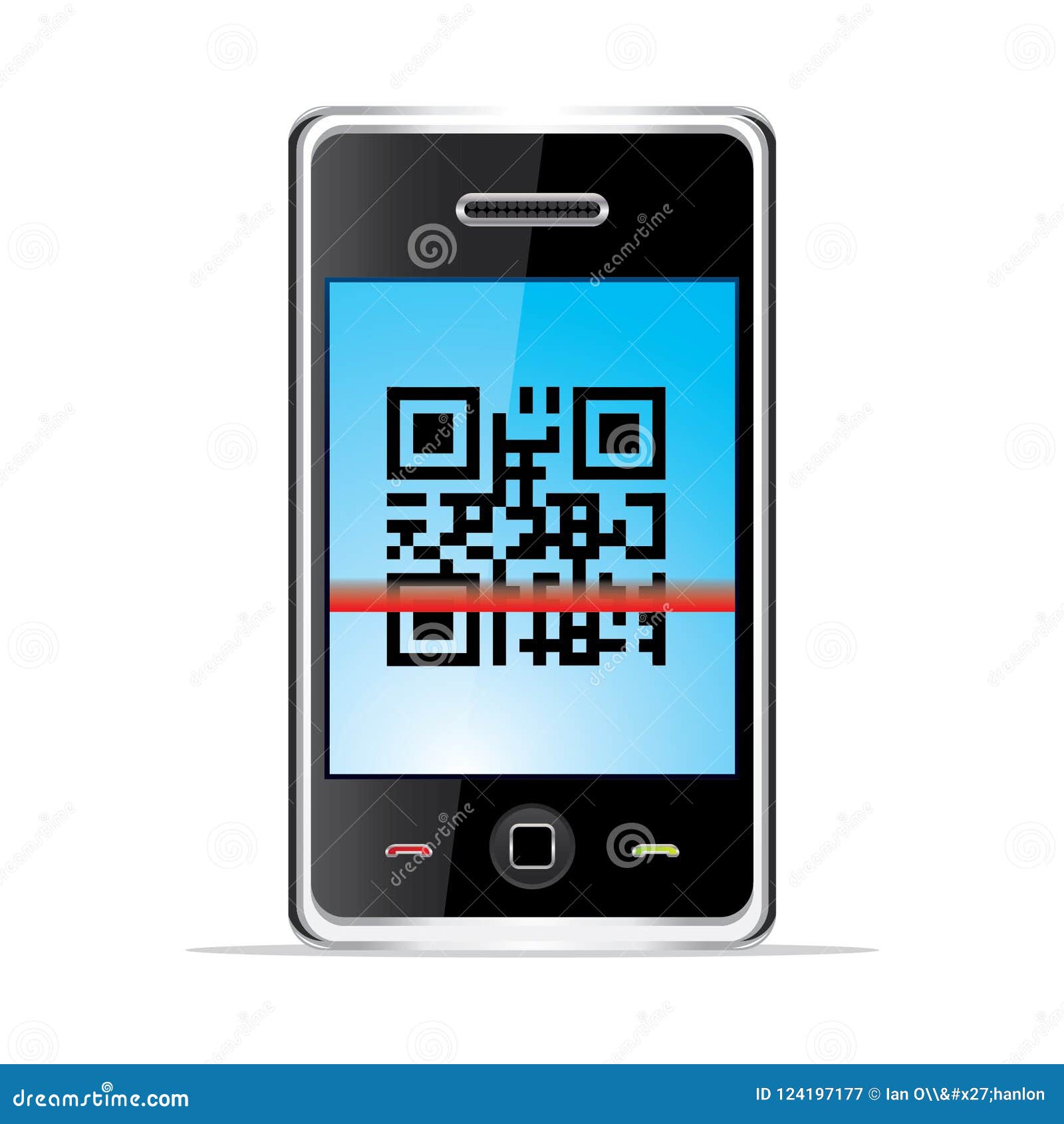 Smartphone with qr code stock vector. Illustration of scanner - 124197177