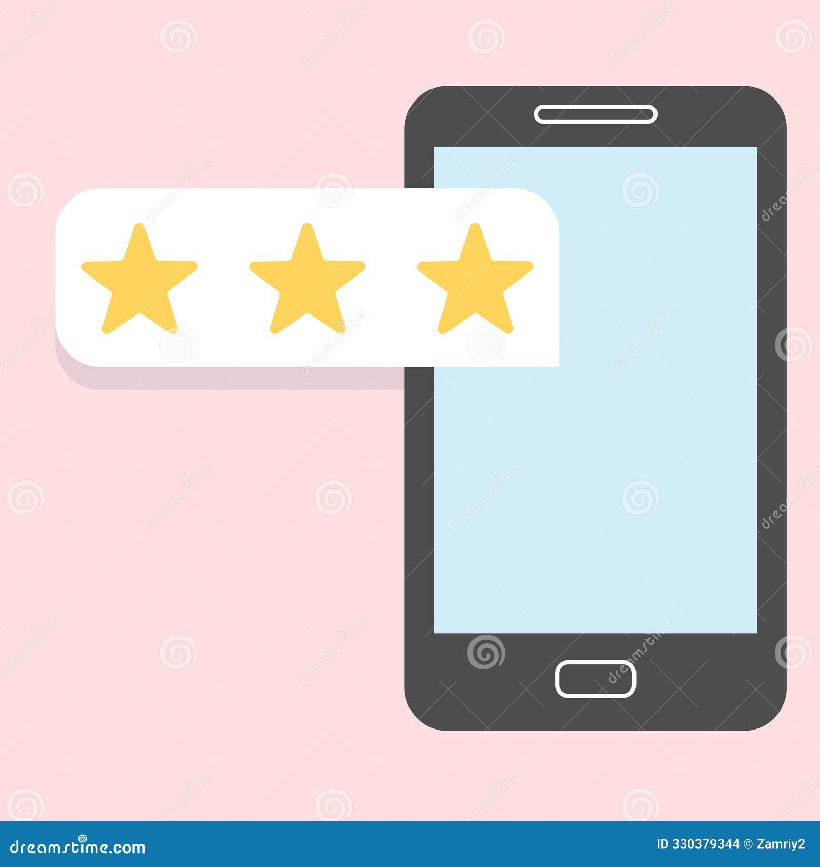 Smartphone with Rating Stars Message Window. Simple Vector Illustration ...