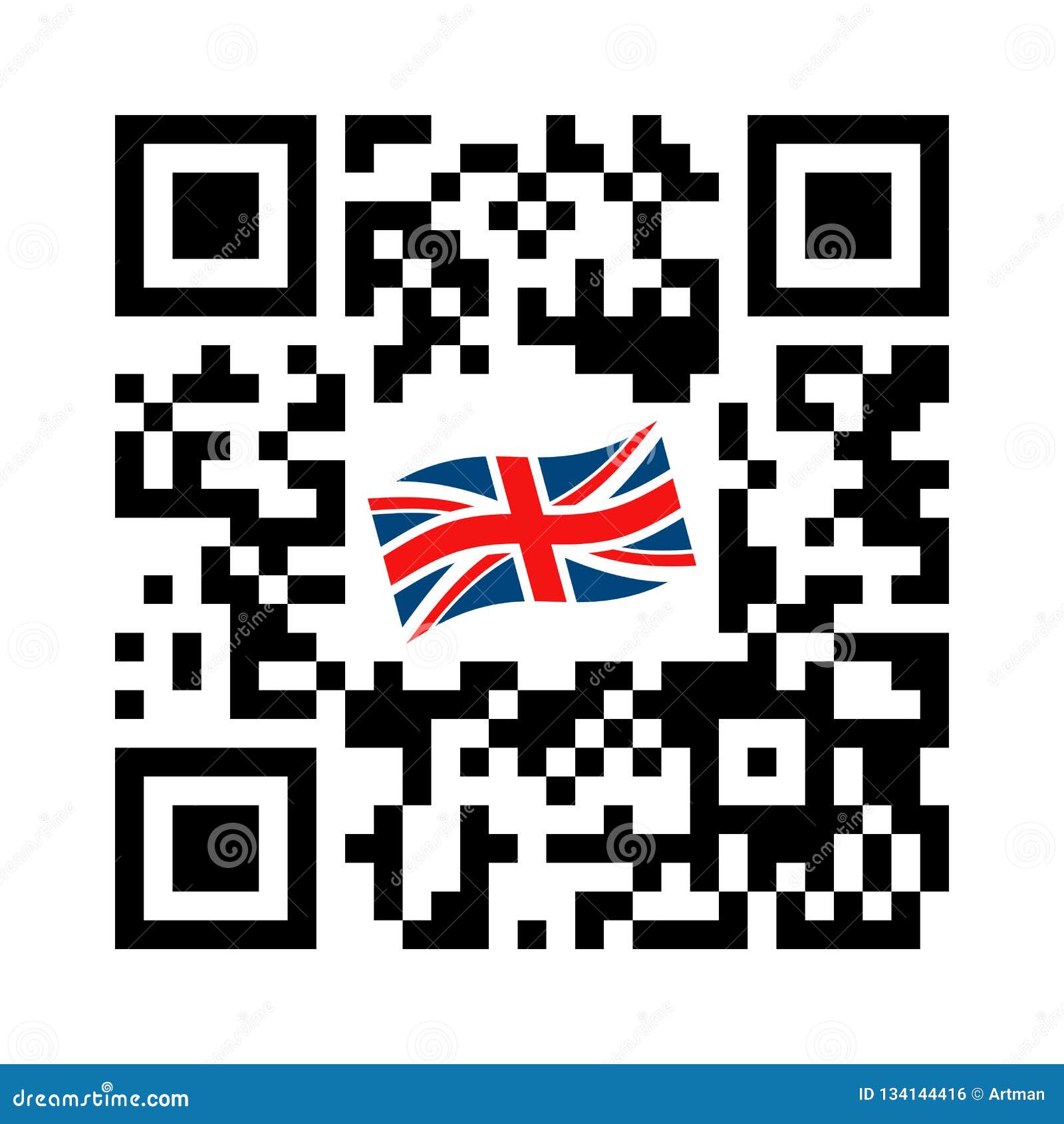 Smartphone Readable QR Code with United Kingdom Flag Icon Stock Vector ...