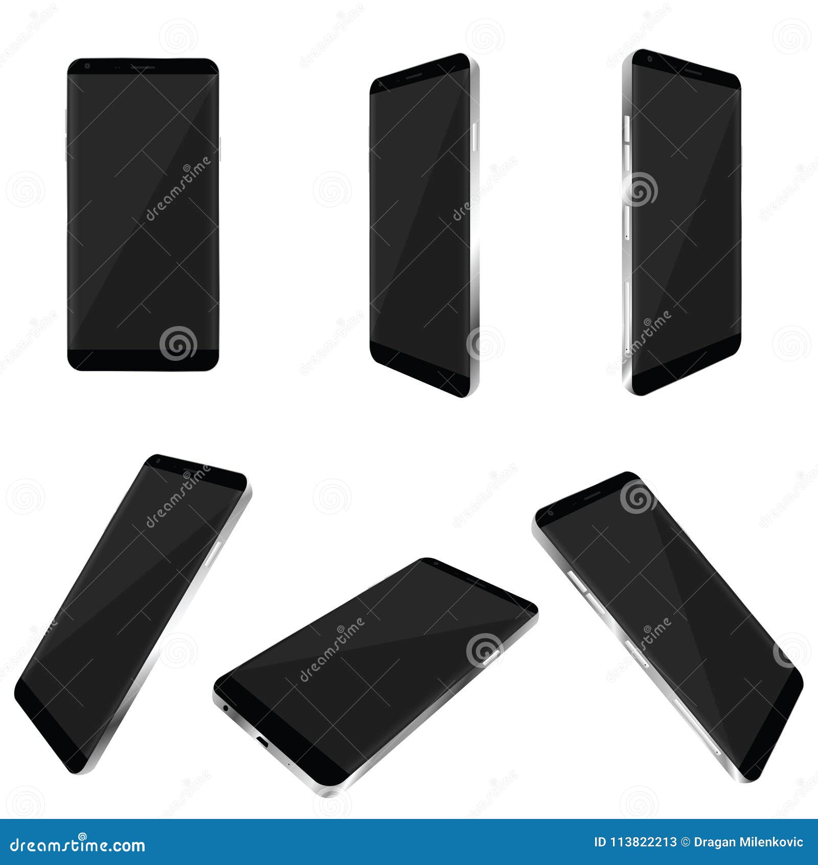 Smartphone in Realistic Perspective Vector Illustration Stock Vector ...