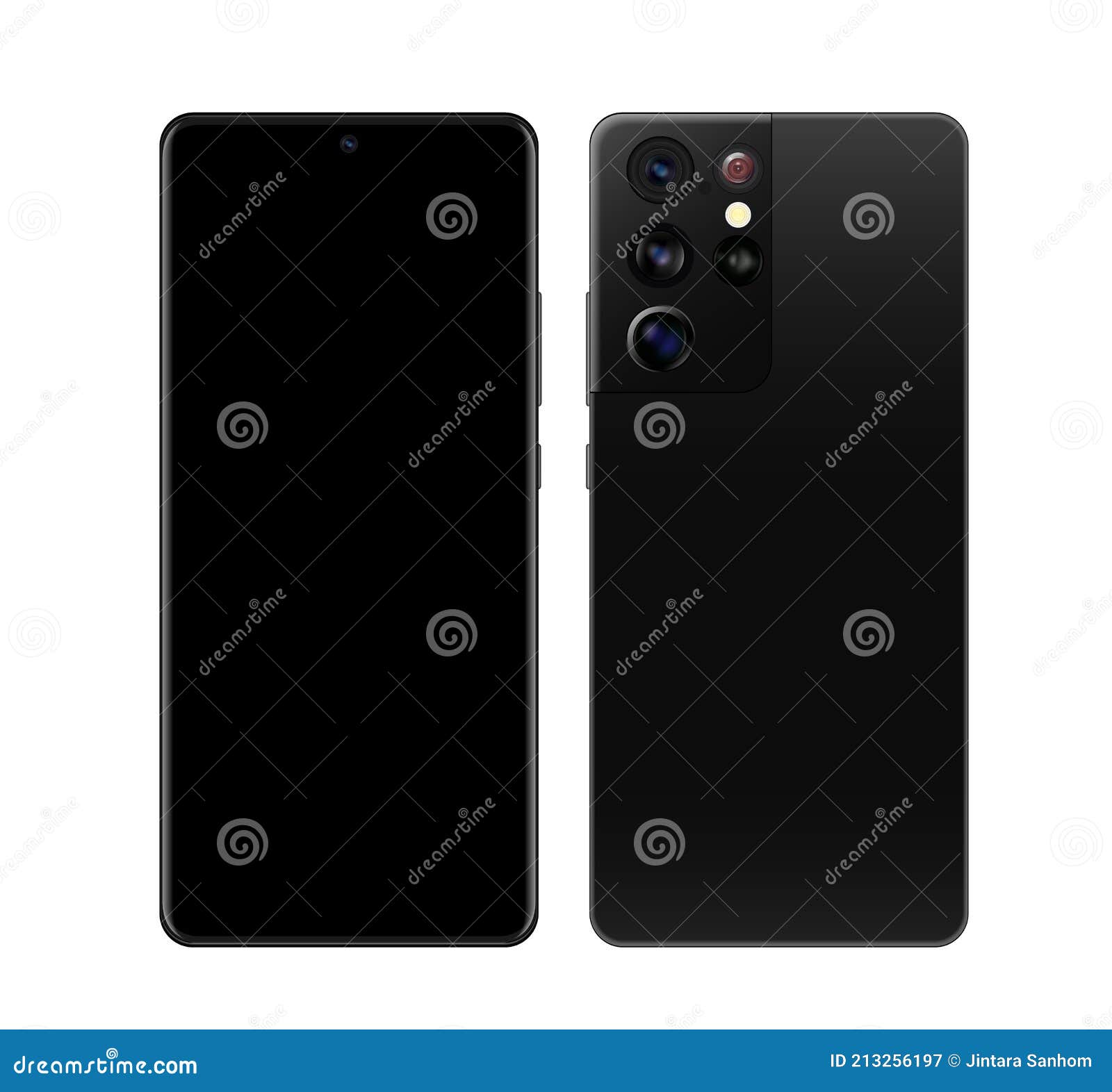 Smartphone Realistic Vector Frameless with Back and Front Screen ...