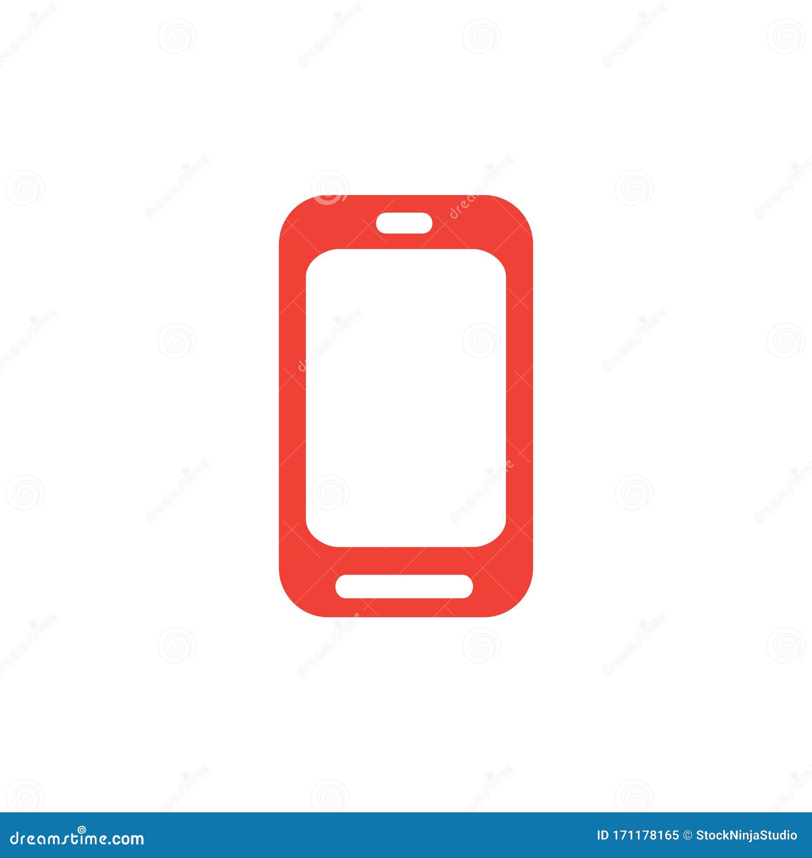 Smartphone Red Icon on White Background. Red Flat Style Vector ...
