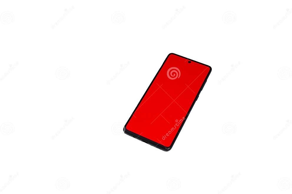 Smartphone with Red Screen, with Clipping Path Stock Image - Image of ...