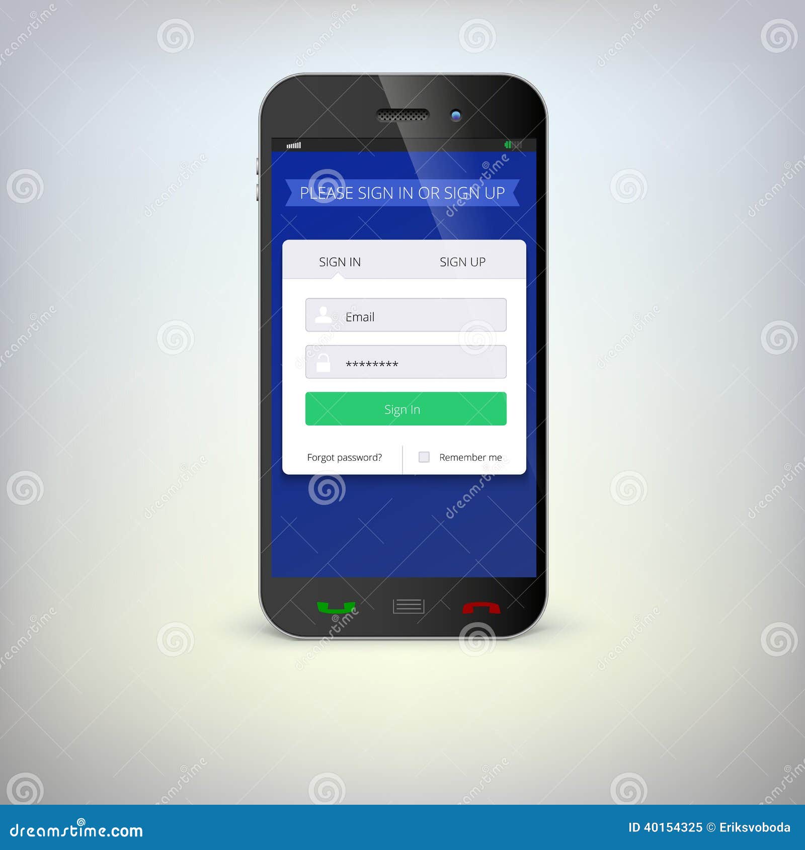 Smartphone with Registration Form. Stock Vector - Illustration of ...