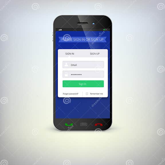 Smartphone with Registration Form. Stock Vector - Illustration of ...