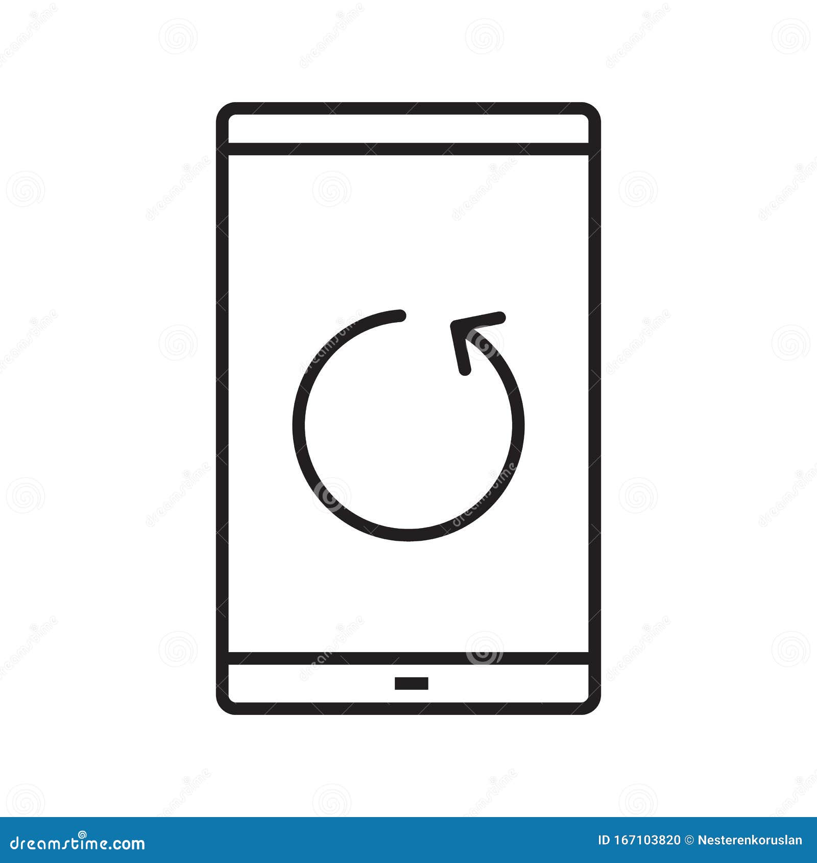 Smartphone Reload Button Linear Icon Stock Vector - Illustration of ...