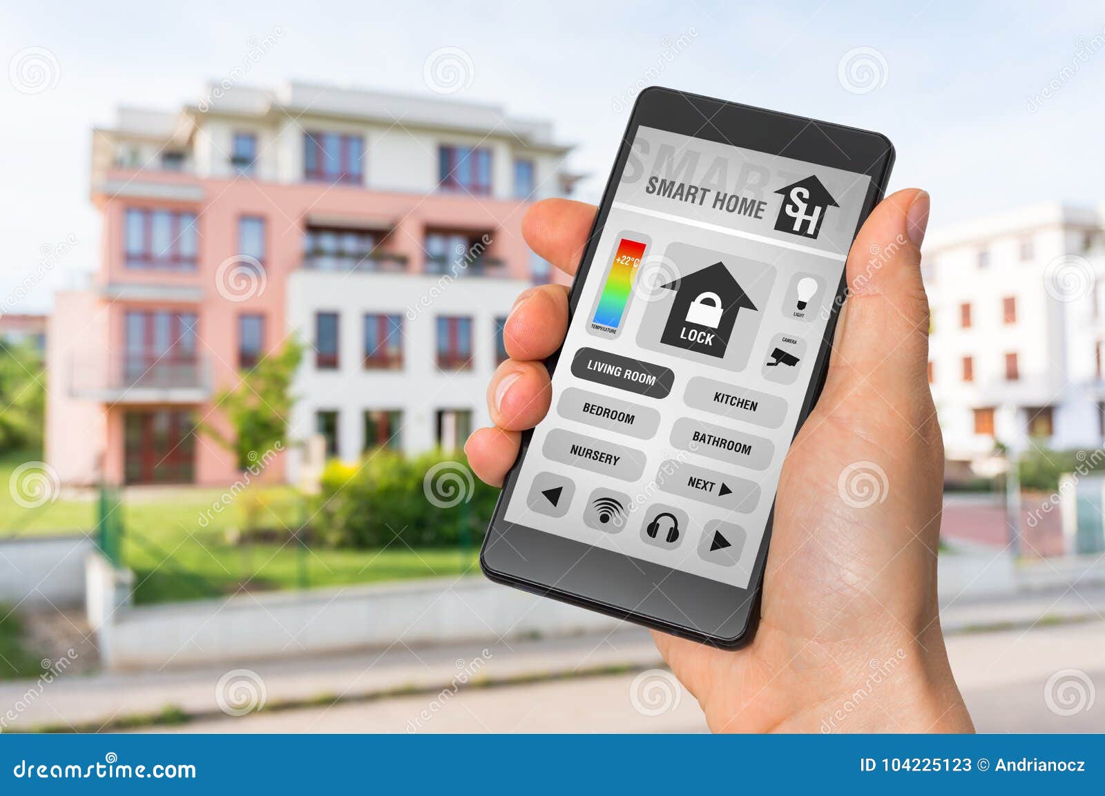 Smartphone with Remote Smart Home Control System Stock Image - Image of ...