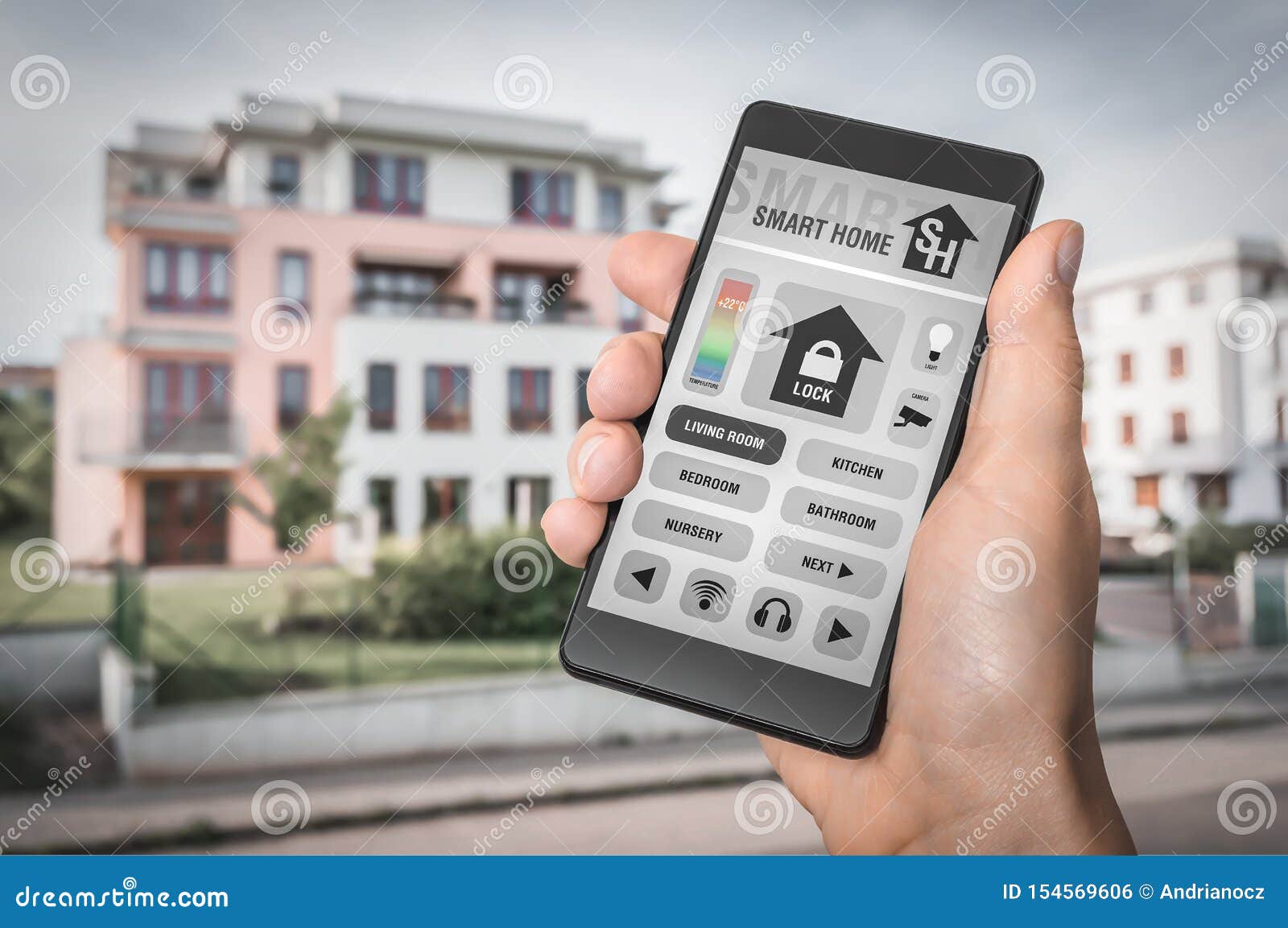 Smartphone with Remote Smart Home Control System Stock Photo - Image of ...