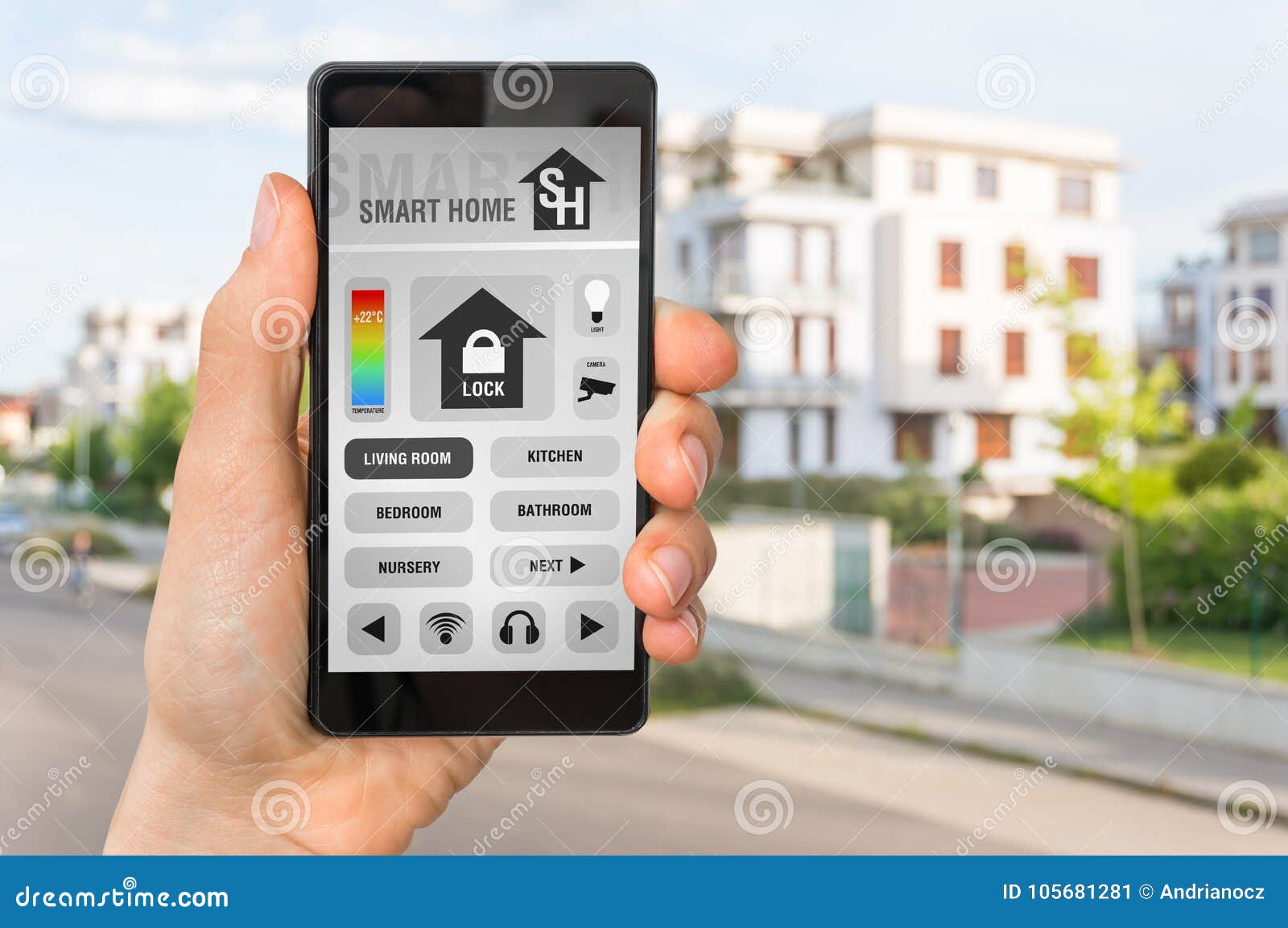 Smartphone with Remote Smart Home Control System Stock Image - Image of ...