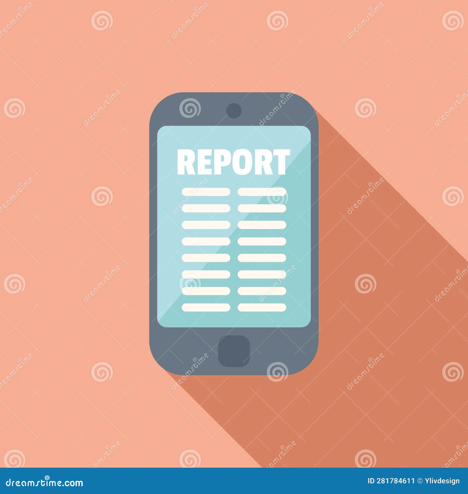Smartphone Report Icon Flat Vector. Business Document Stock Vector ...