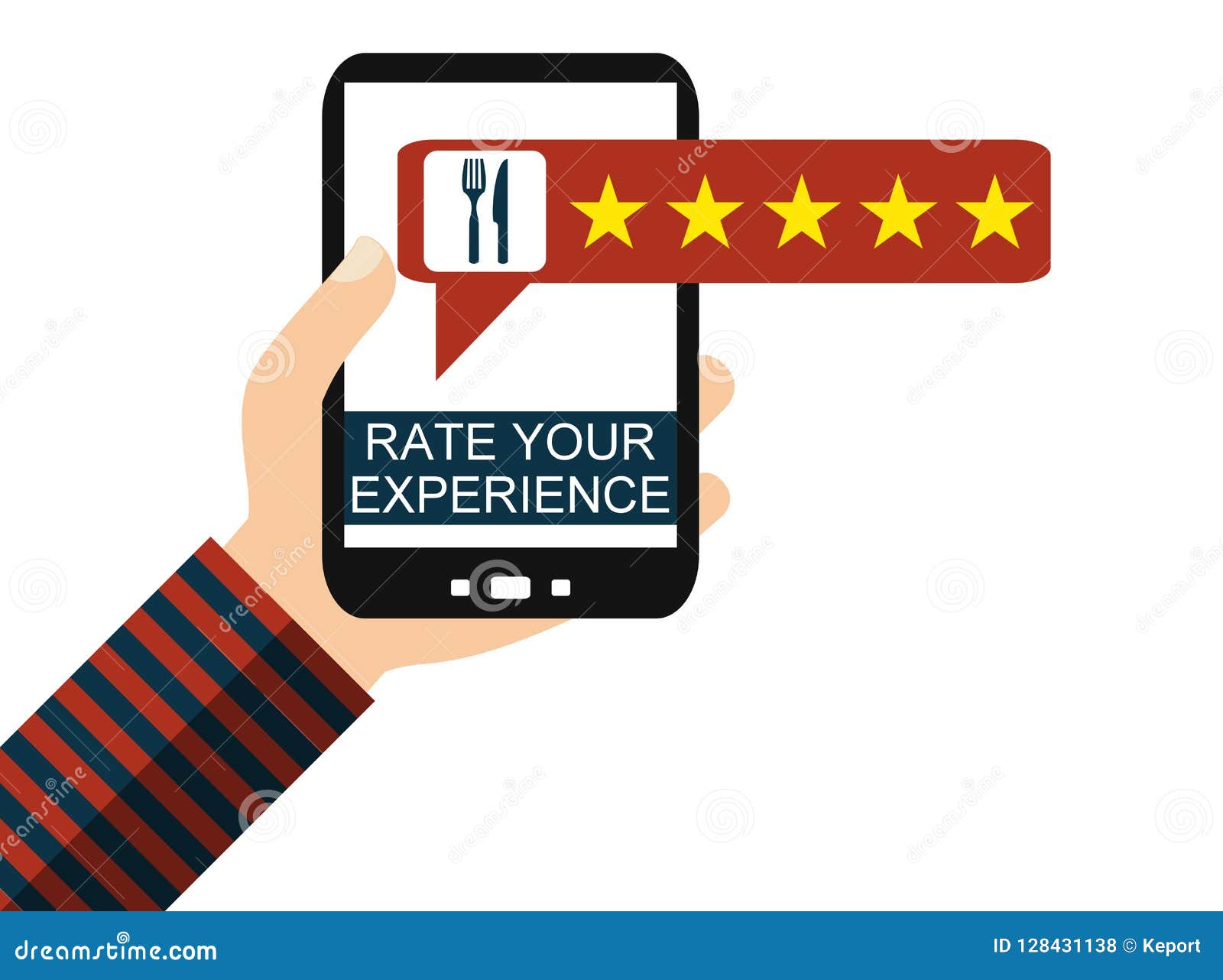 Smartphone: Restaurant Review - Flat Design Stock Illustration ...