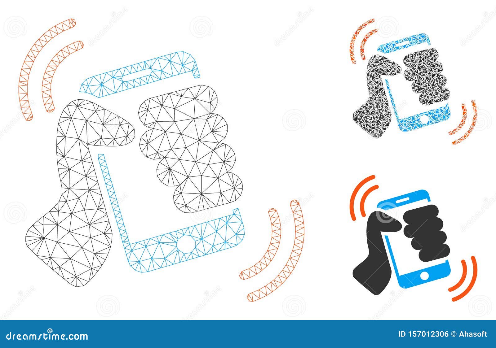 Smartphone Ring Vector Mesh Network Model and Triangle Mosaic Icon ...