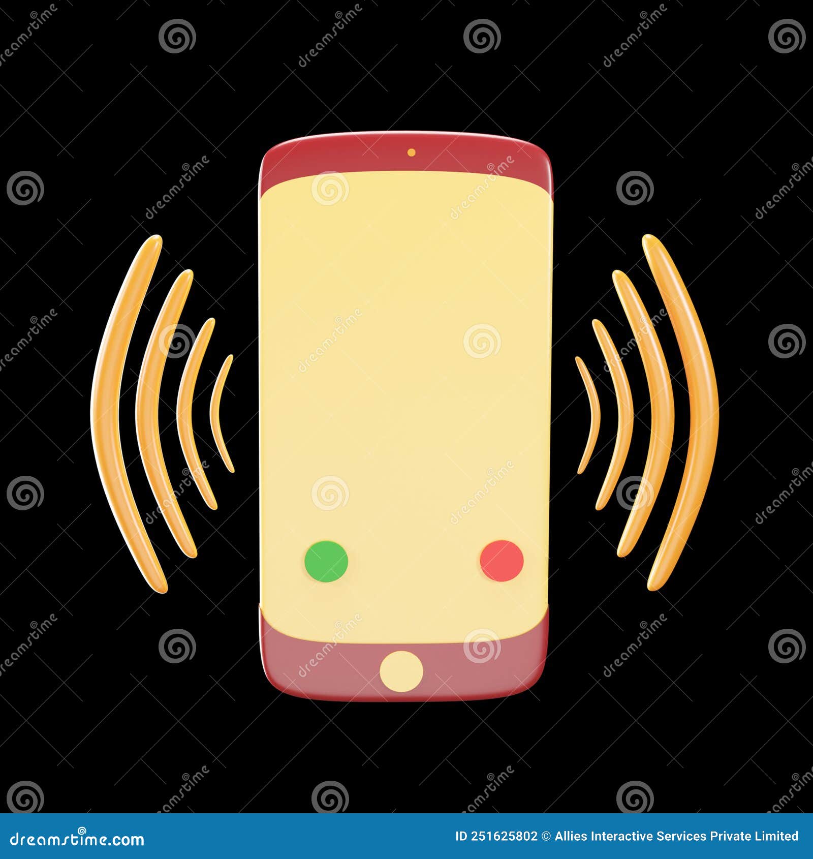 Smartphone Ringing 3D Icon on Black Stock Illustration - Illustration ...