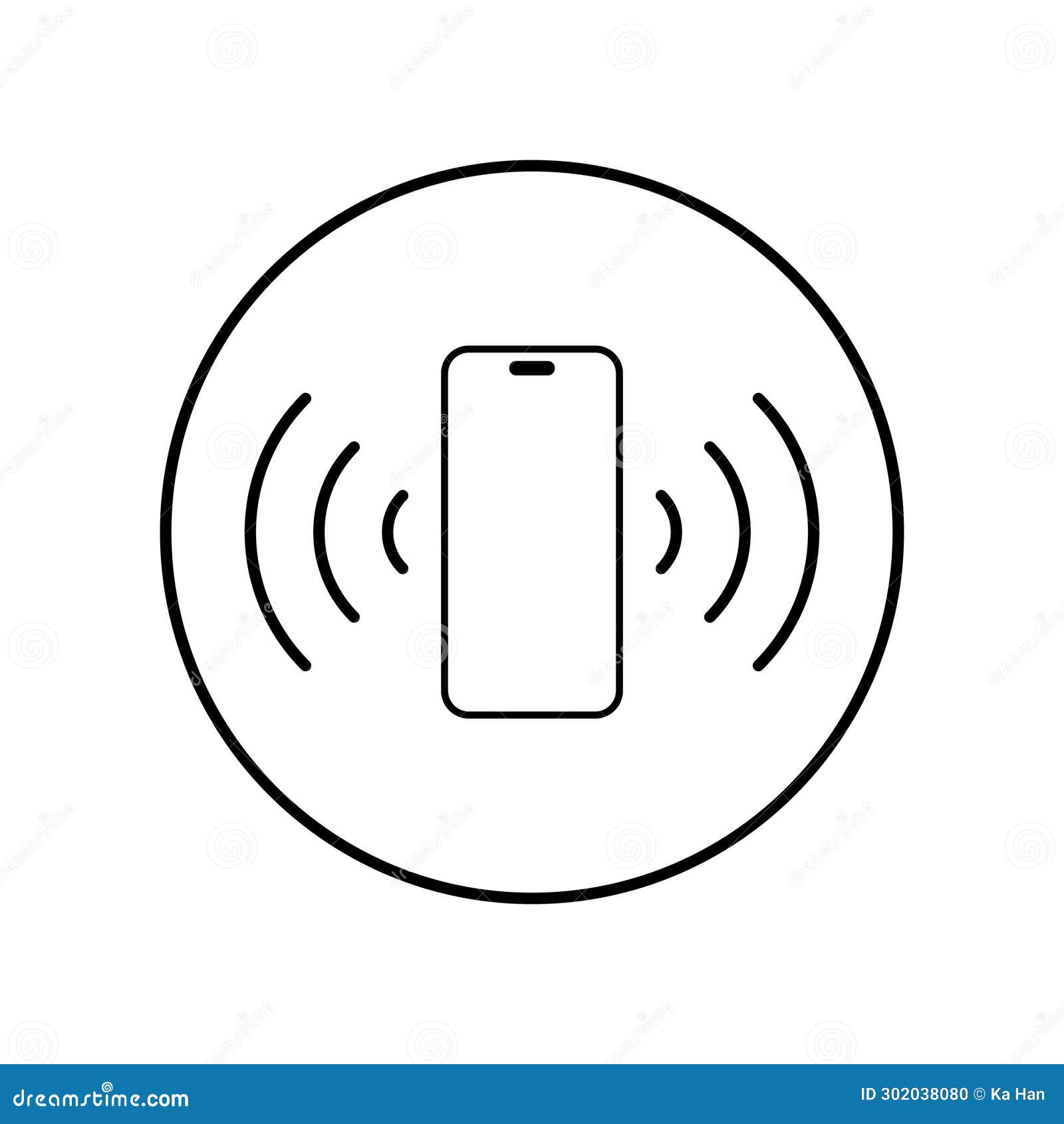 Smartphone Ringing Icon. Mobile Phone Vibrating Symbol in Circle Line ...