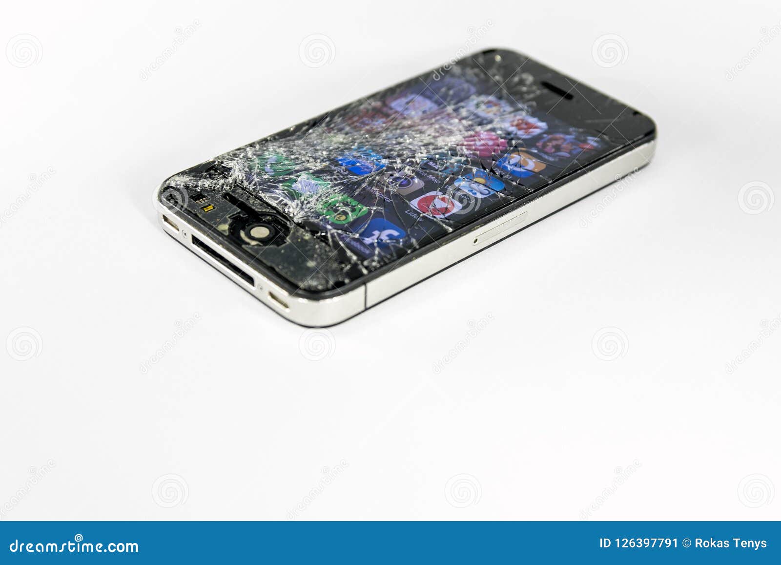 Smartphone roto pantalla foto editorial. Imagen de dispositivo - 126397791