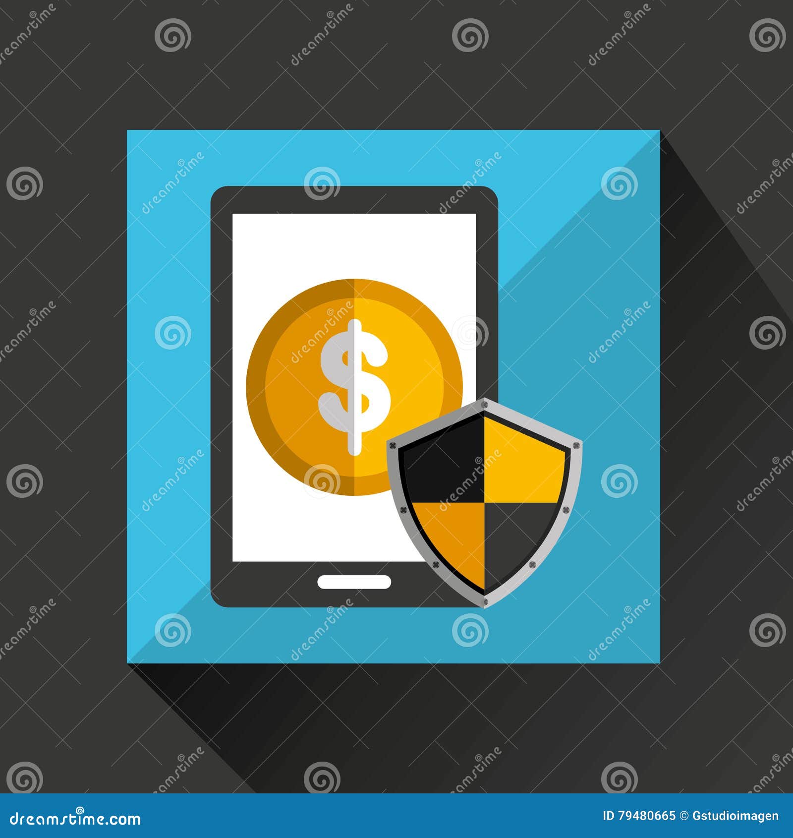 Smartphone Saving Money Shield Security Icon Stock Illustration ...