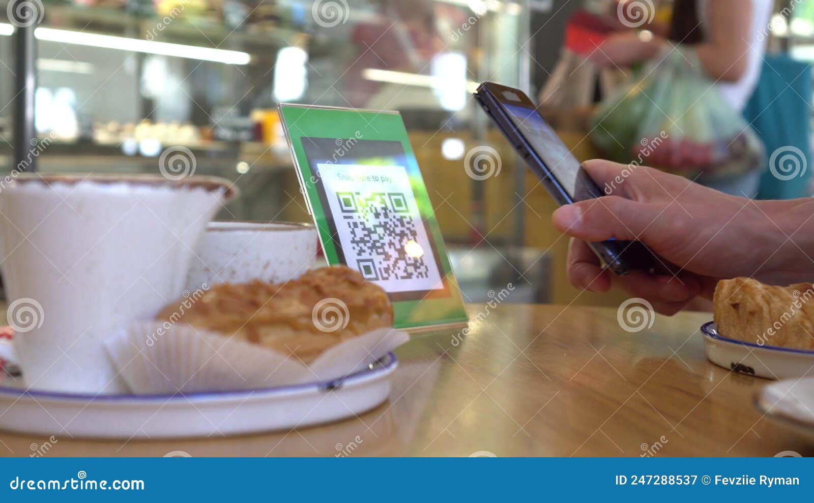 Smartphone Scanning the Recipients QR Code. Mobile Banking Stock Image ...