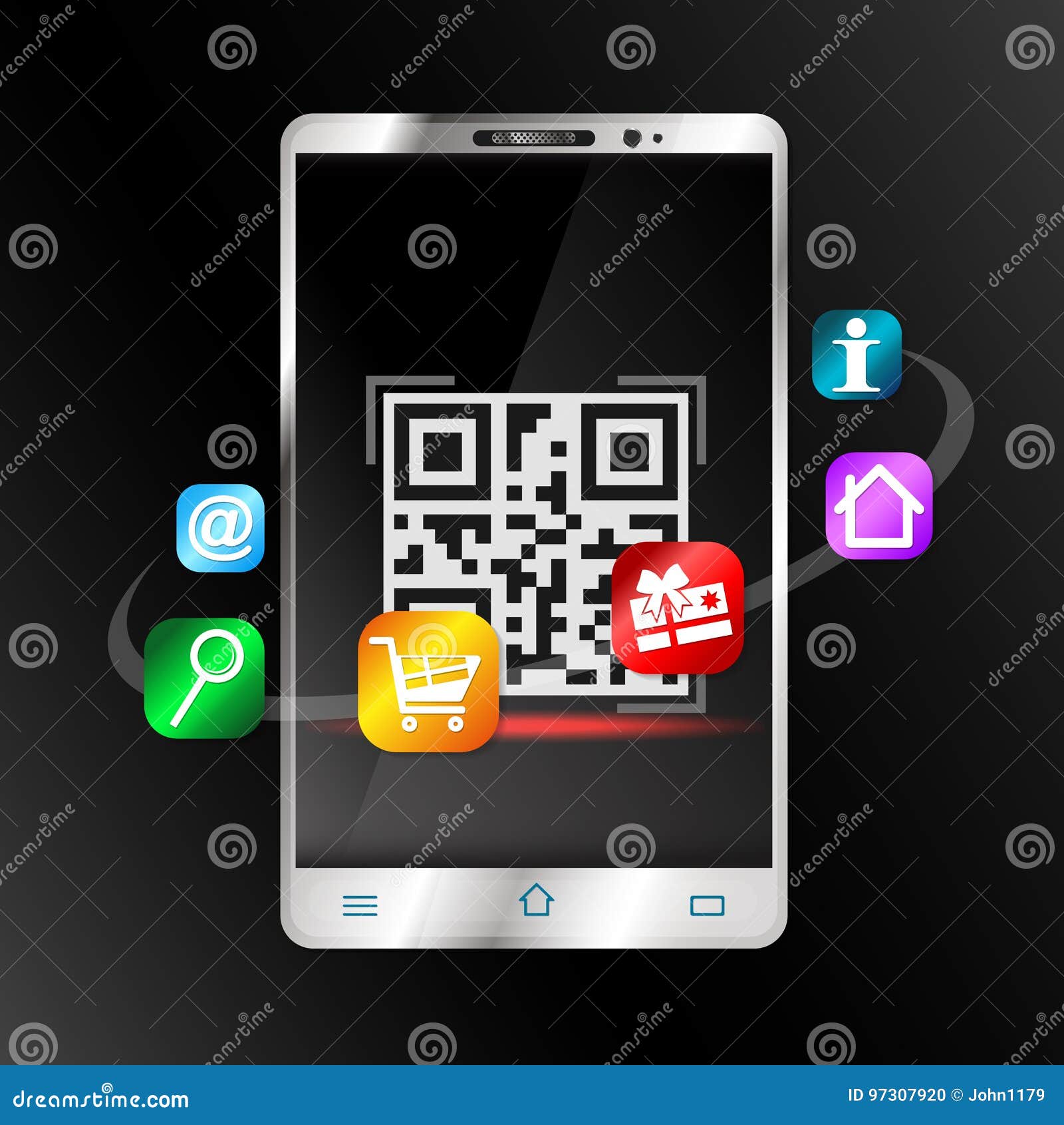Smartphone Scans Barcode for Purchase Stock Vector - Illustration of ...