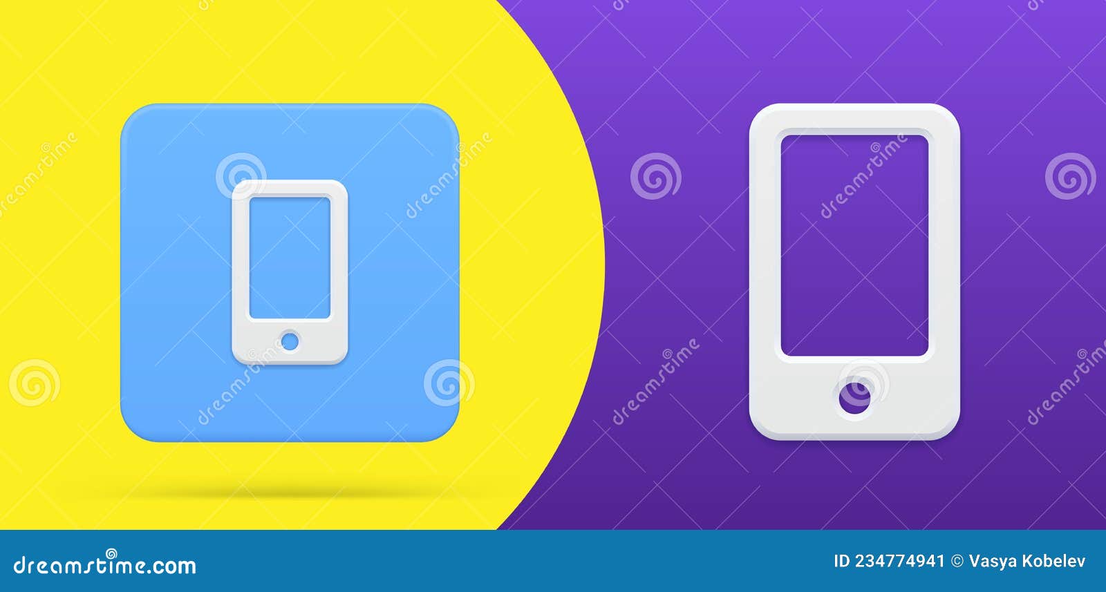 Smartphone Screen with Button Simple 3d Icon Set Vector Illustration ...