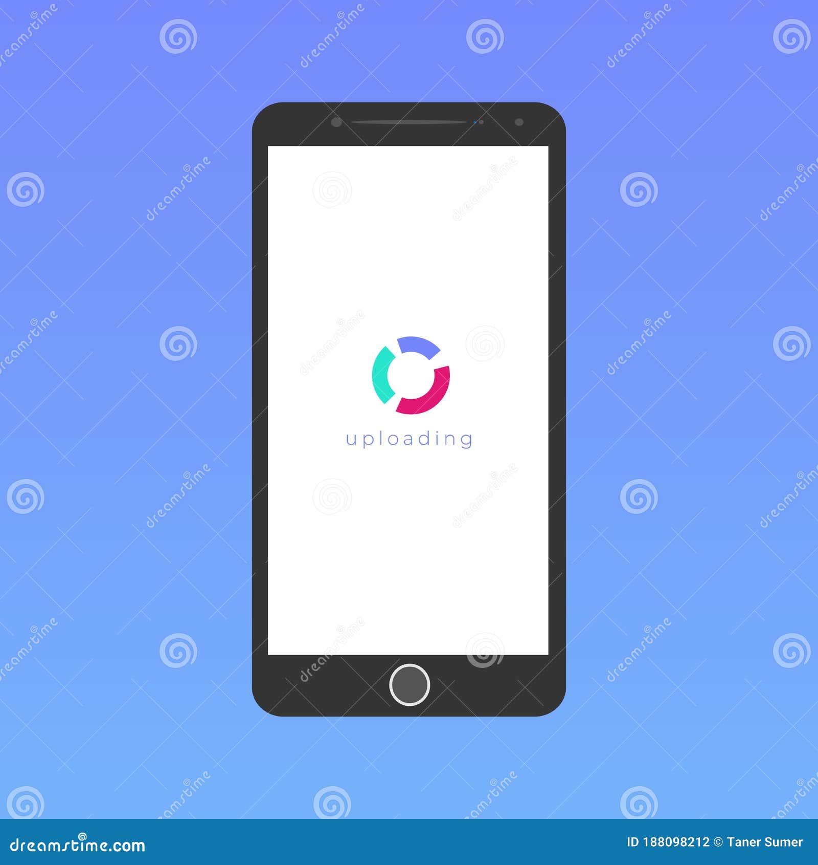 Smartphone Screen and Circle Loading Icon, Blue Screen Background ...