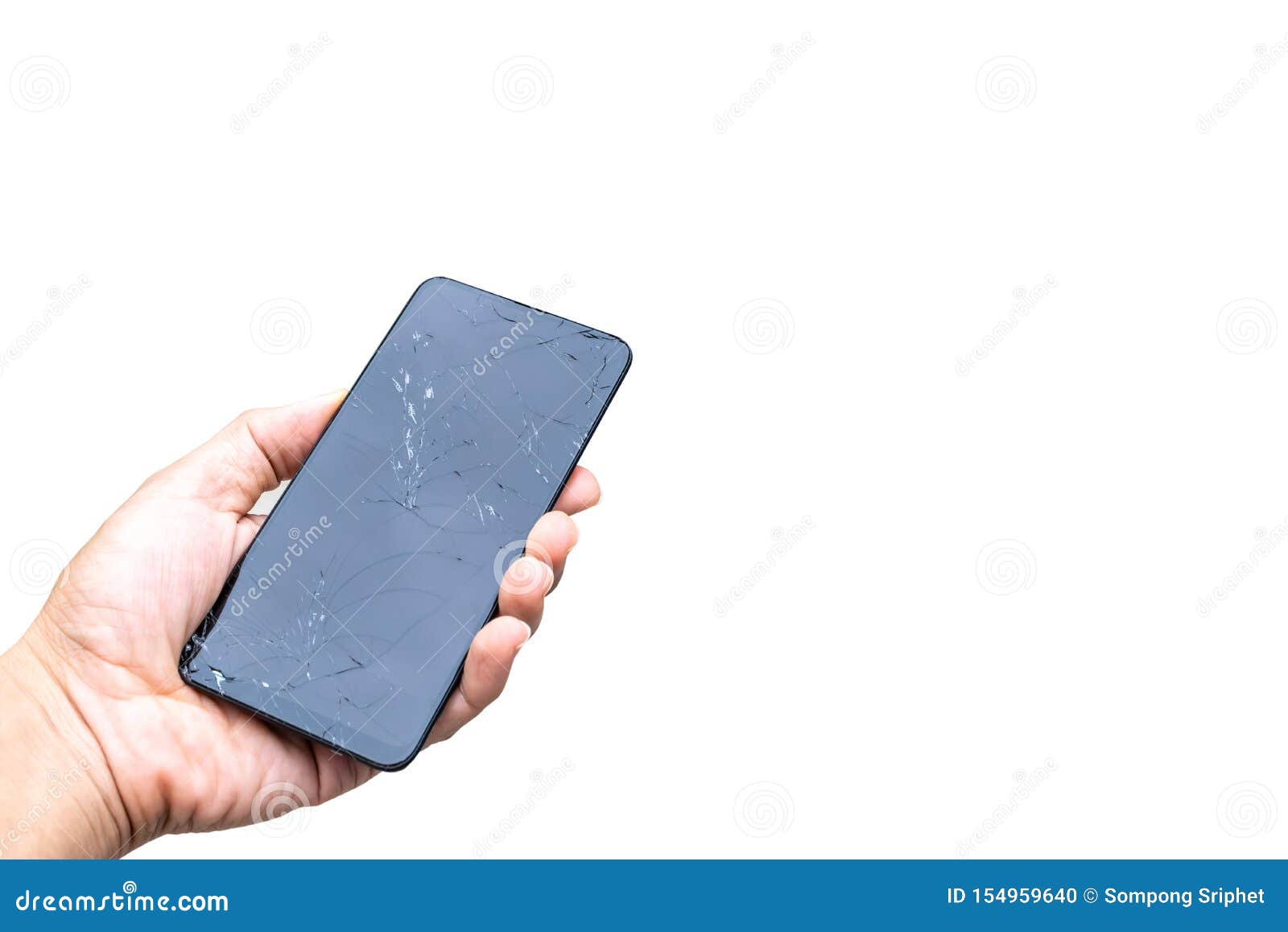 Screen Cracked Smartphone. Mobile Phone With Damaged Touchscreen ...