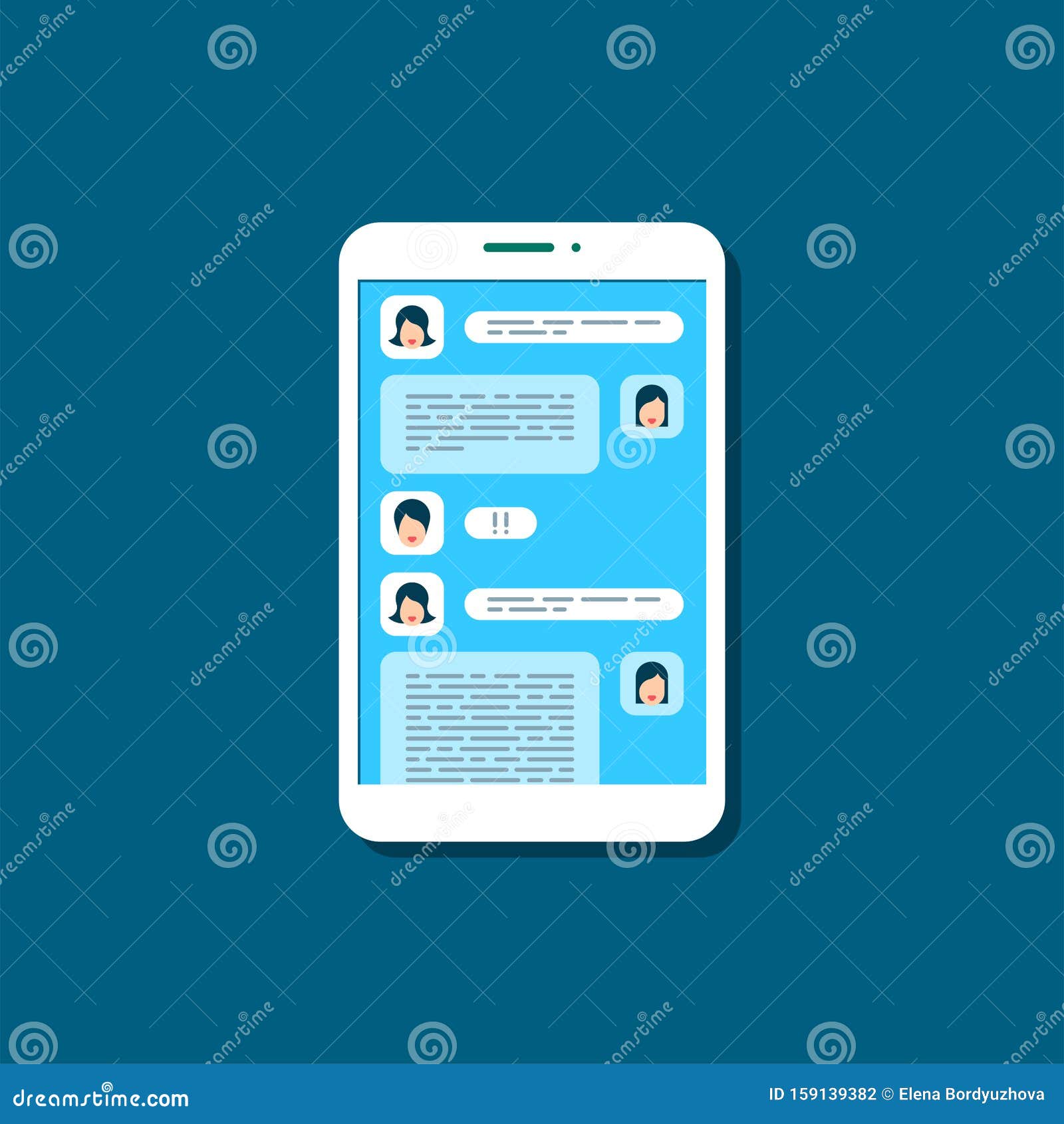 Smartphone Screen with Dialogue in Messenger Stock Vector ...