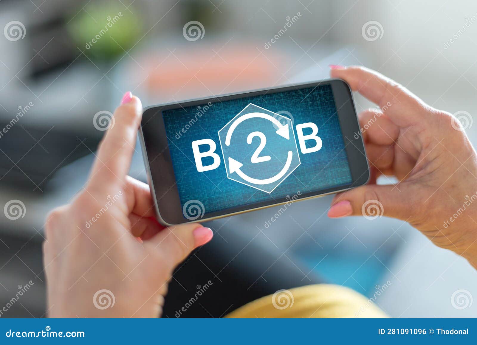 B2b Concept on a Smartphone Stock Illustration - Illustration of ...