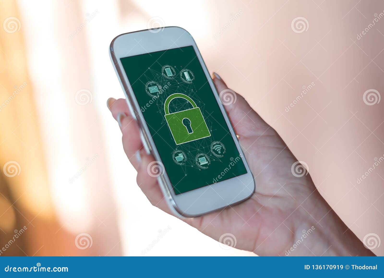 Cyber Security Concept on a Smartphone Stock Image - Image of network ...