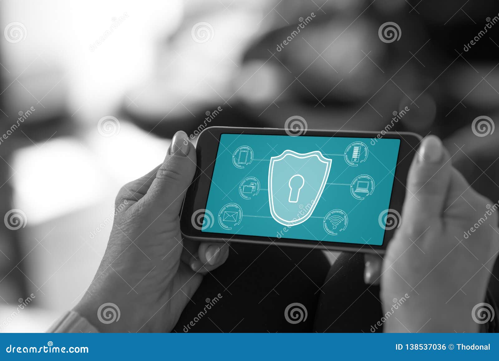 Cyber Security Concept on a Smartphone Stock Photo - Image of ...