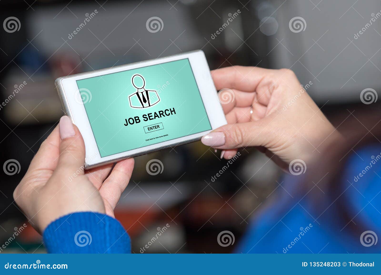 Job Search Concept on a Smartphone Stock Image - Image of occupation ...