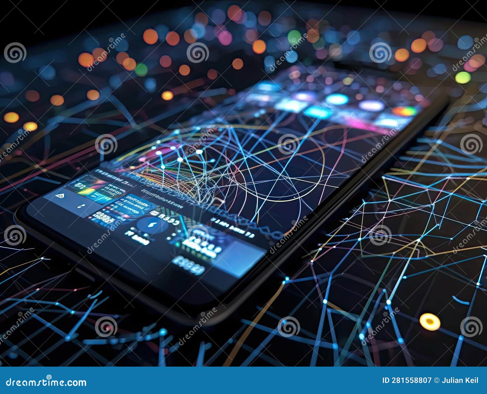 Smartphone Screen Displaying Neural Network Connections and Layers ...
