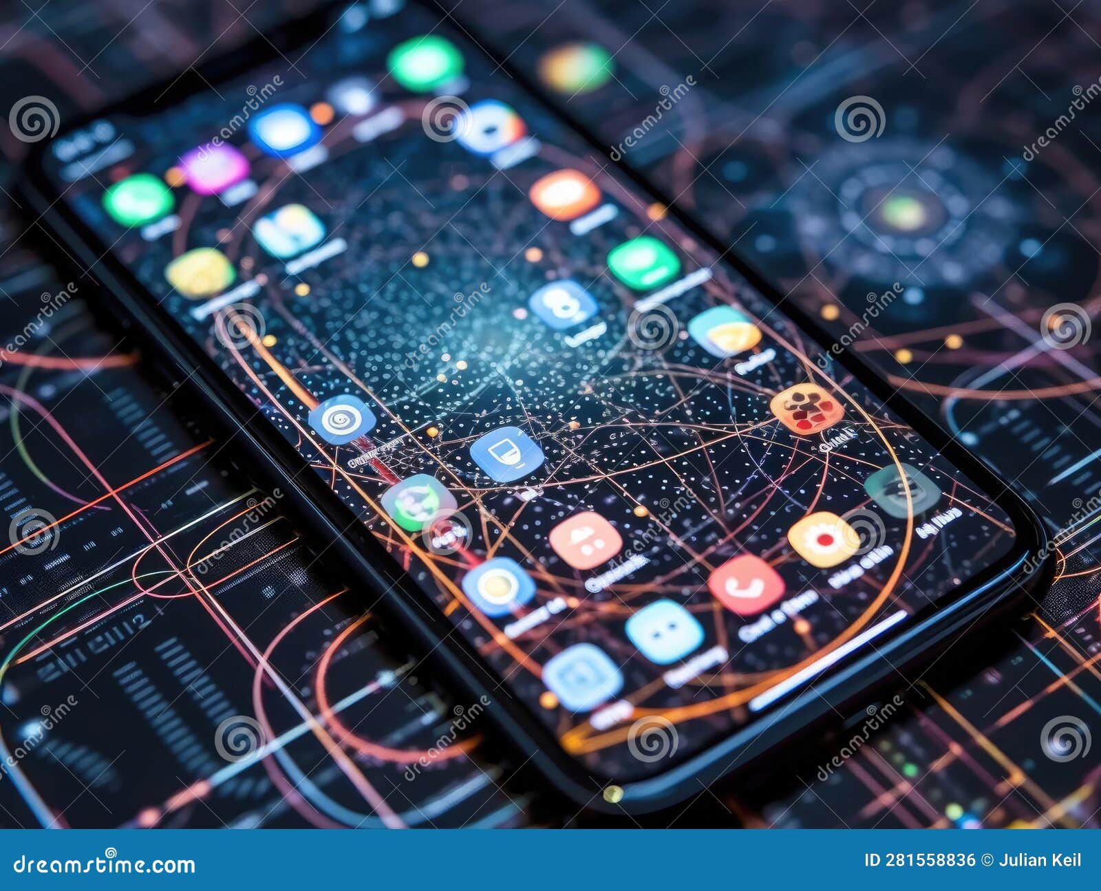 Smartphone Screen Displaying Neural Network Connections and Layers ...