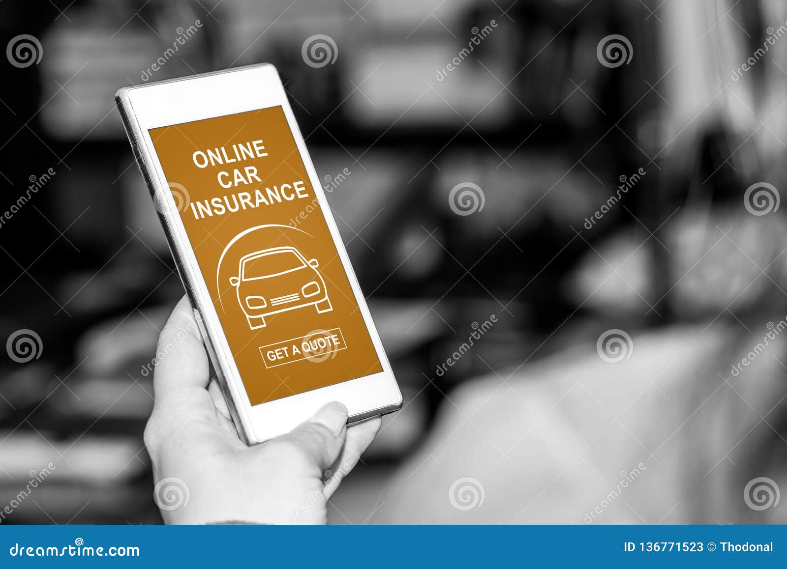 Online Car Insurance Concept on a Smartphone Stock Image - Image of ...